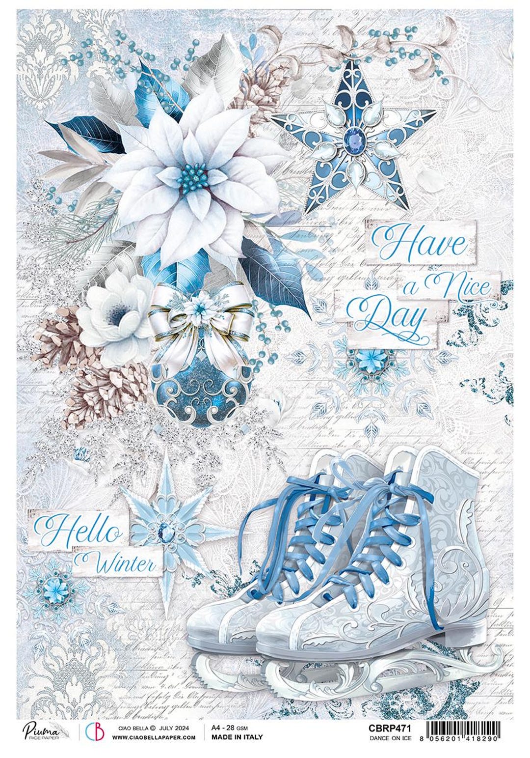 A4 Dance on Ice Decoupage Christmas Decoupage Ciao Bella Piuma Floral ...