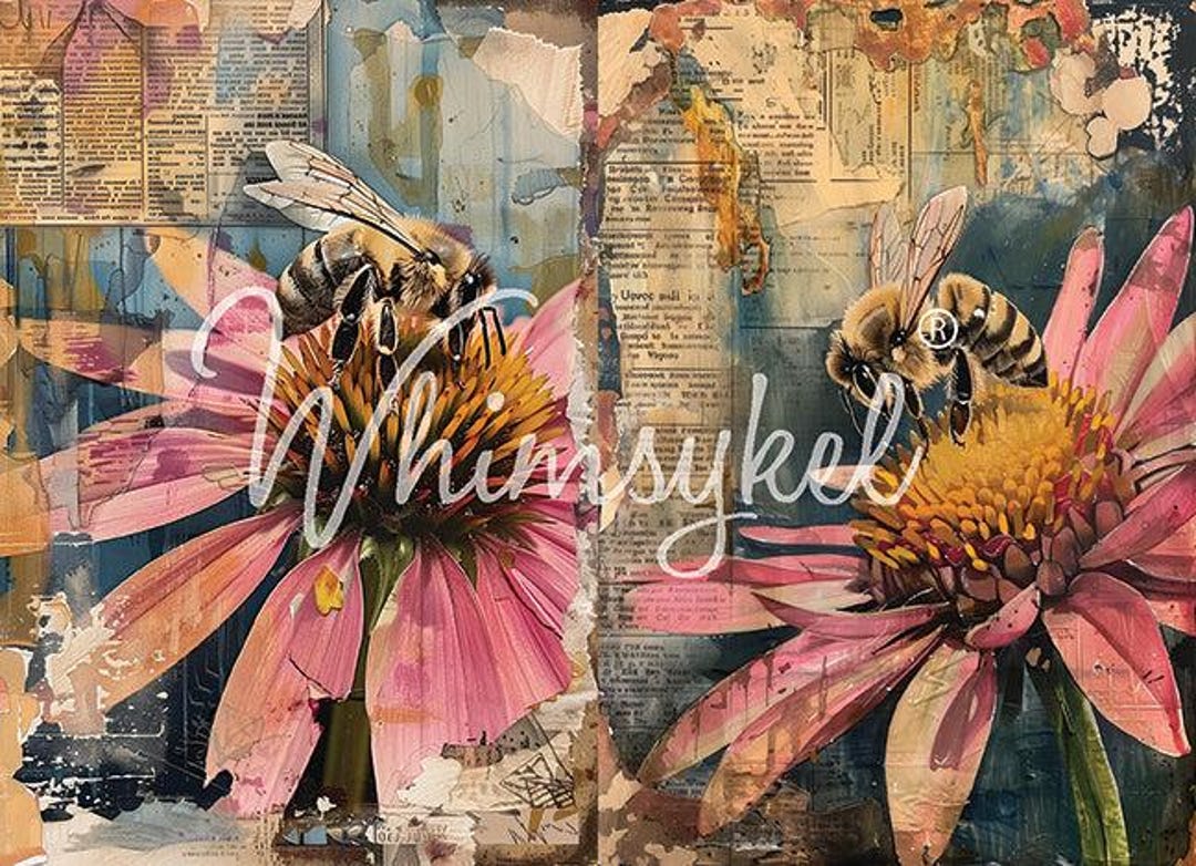 29x21" Large Decoupage Tissue Paper, Honey Bees Decoupage Paper From ...