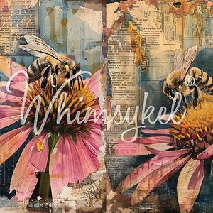 29x21" Large Decoupage Tissue Paper, Honey Bees Decoupage Paper From ...