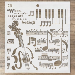 8x8 Violin Stencil Music Notes Stencil by Ciao Bella Stencil for Crafts ...