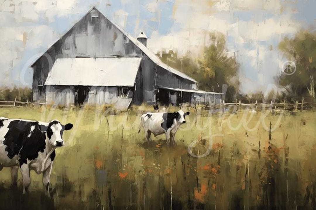 29x21" Large Decoupage Tissue Paper, Heartland Cow Farm Animal ...