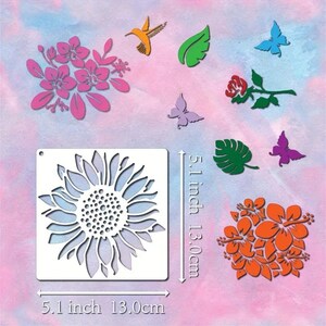 16 Piece Flower Stencil Set for Floral DIY Crafts, Mixed Media ...