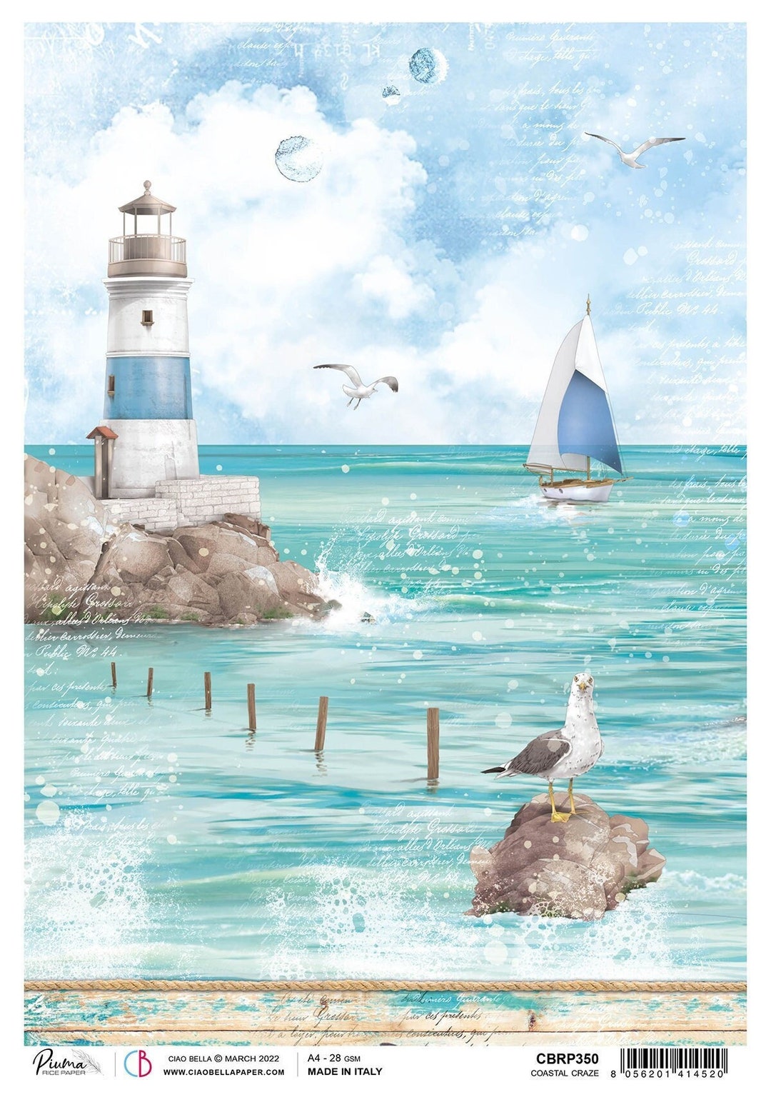 Coastal Craze Lighthouse Decoupage Rice Paper A4 Ciao Bella Scrapbook ...