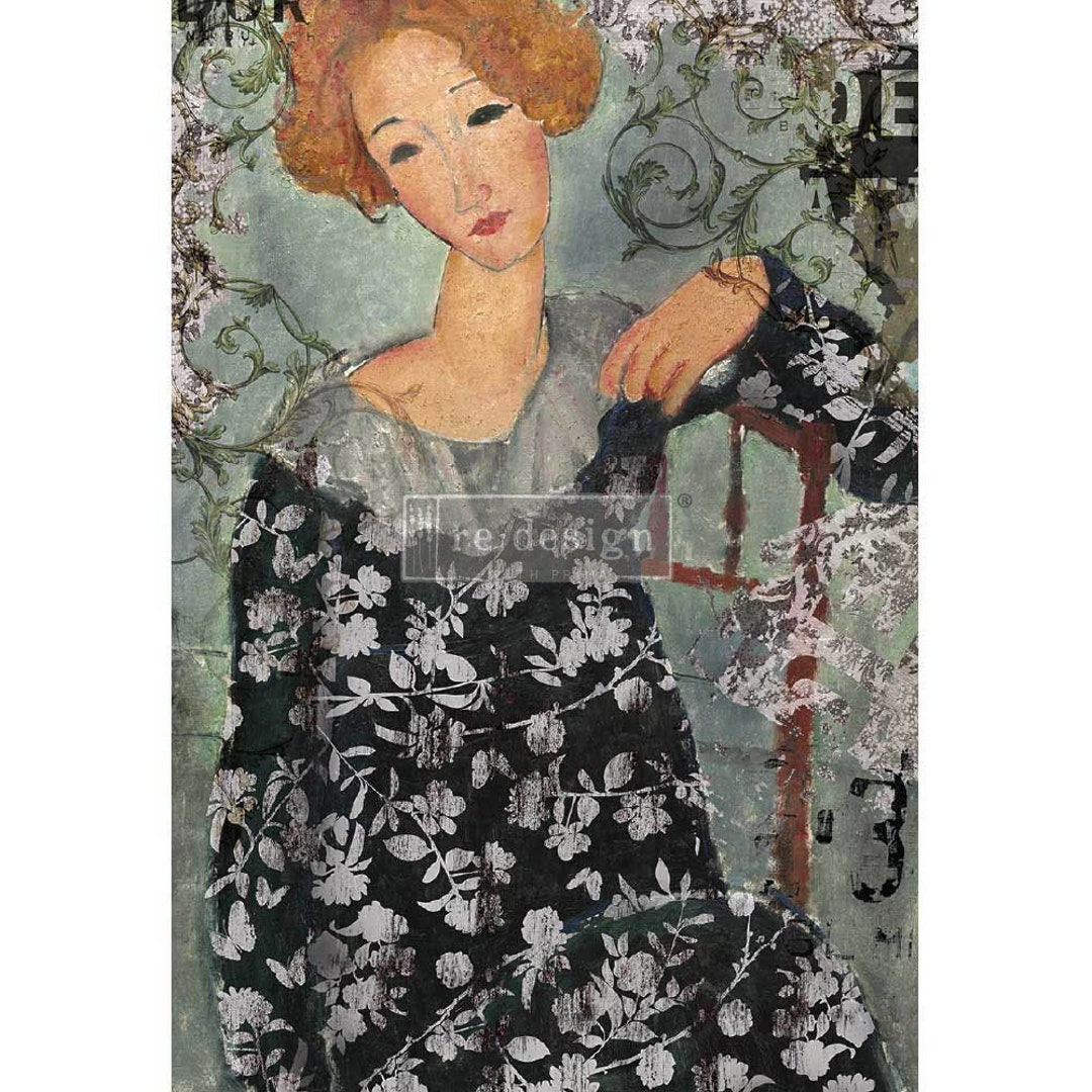 A1 Whimsical Lady Decoupage Paper Redesign With Prima Mulberry - Etsy