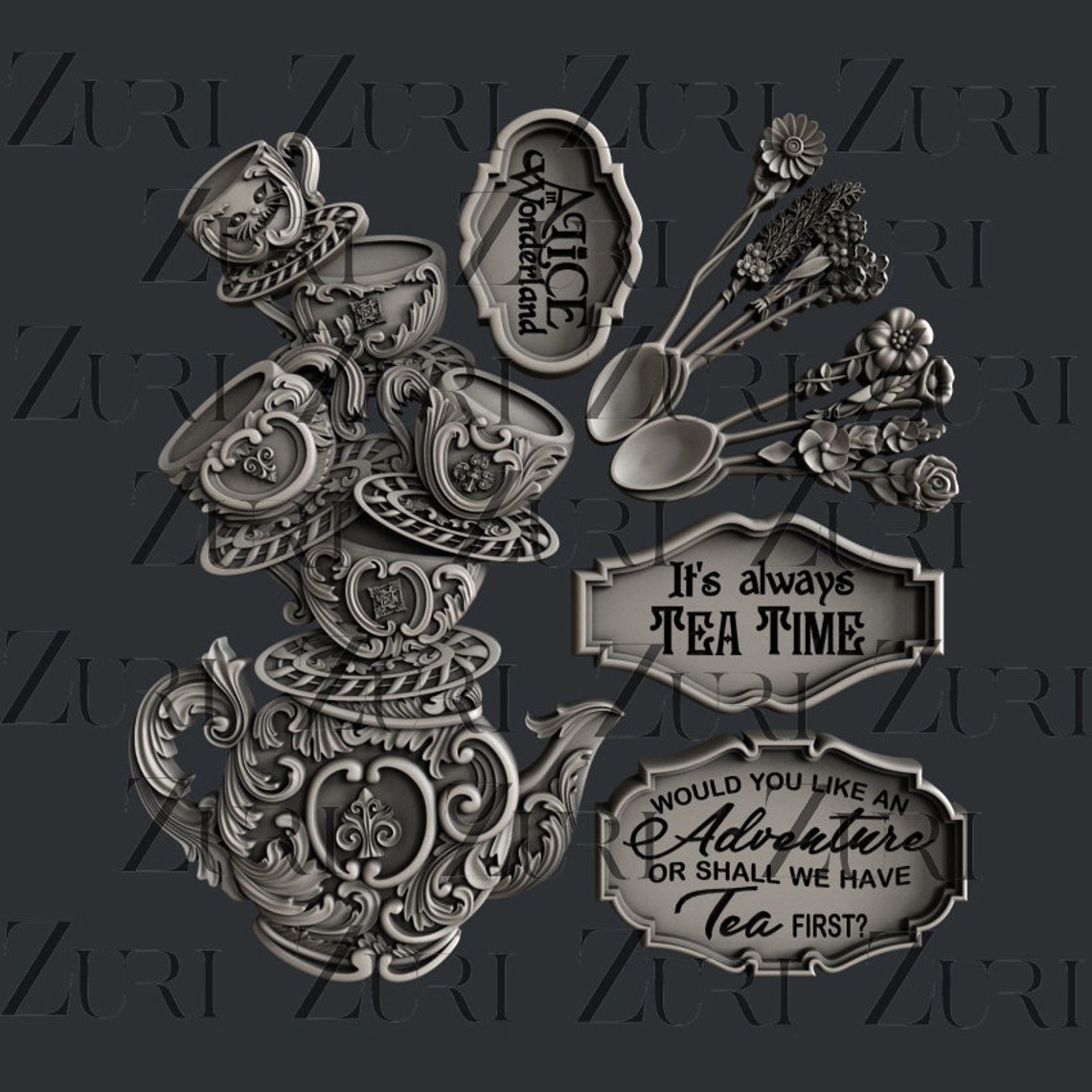 Tea Time Mould Zuri Mold Silicone Mold Alice in Wonderland Mould Zuri ...