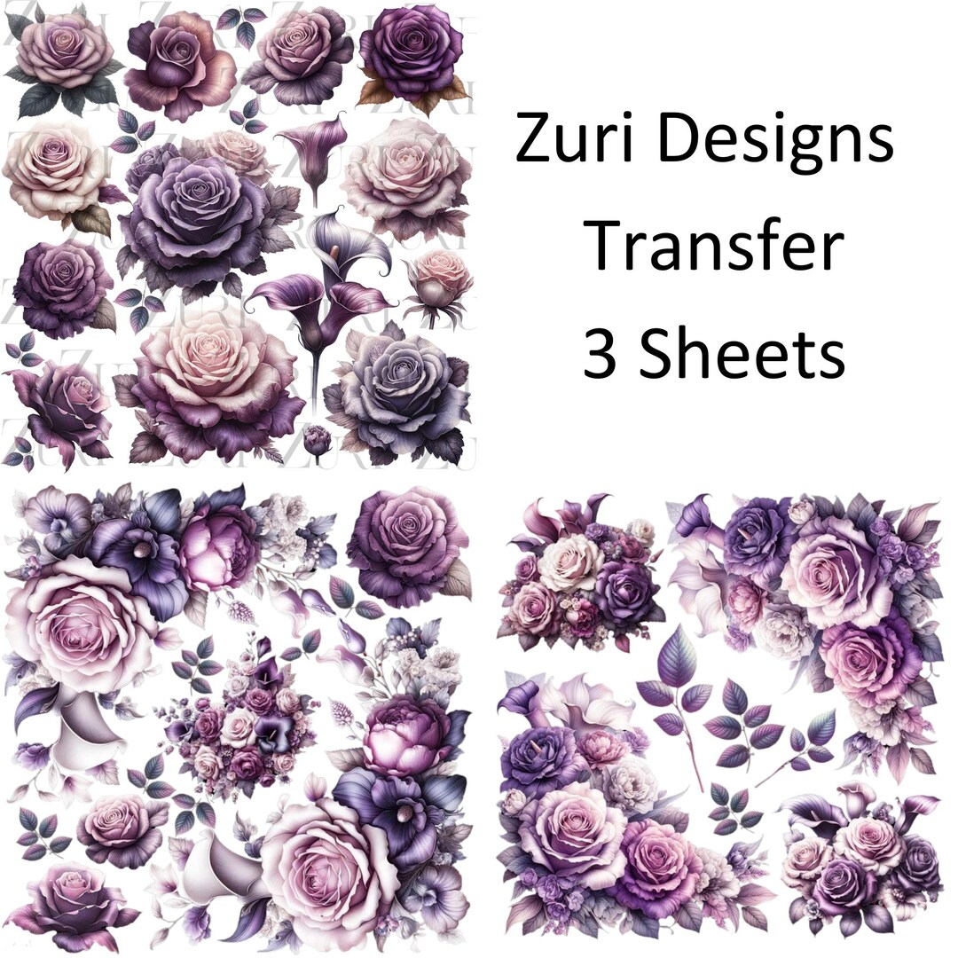 Amethyst Garden Rub on Transfer, Zuri Designs Calypso Decor Transfers ...