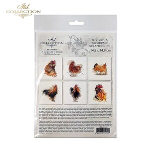Mini Chickens Rice Paper Set ITD Collection Rooster Farm Decoupage ...