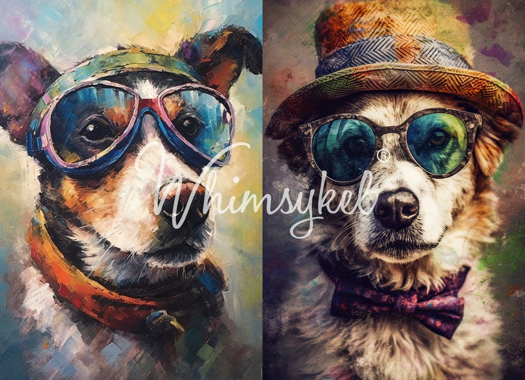 29x21" Large Decoupage Tissue Paper, Rascal and Dogee Duo Dog Decoupage ...