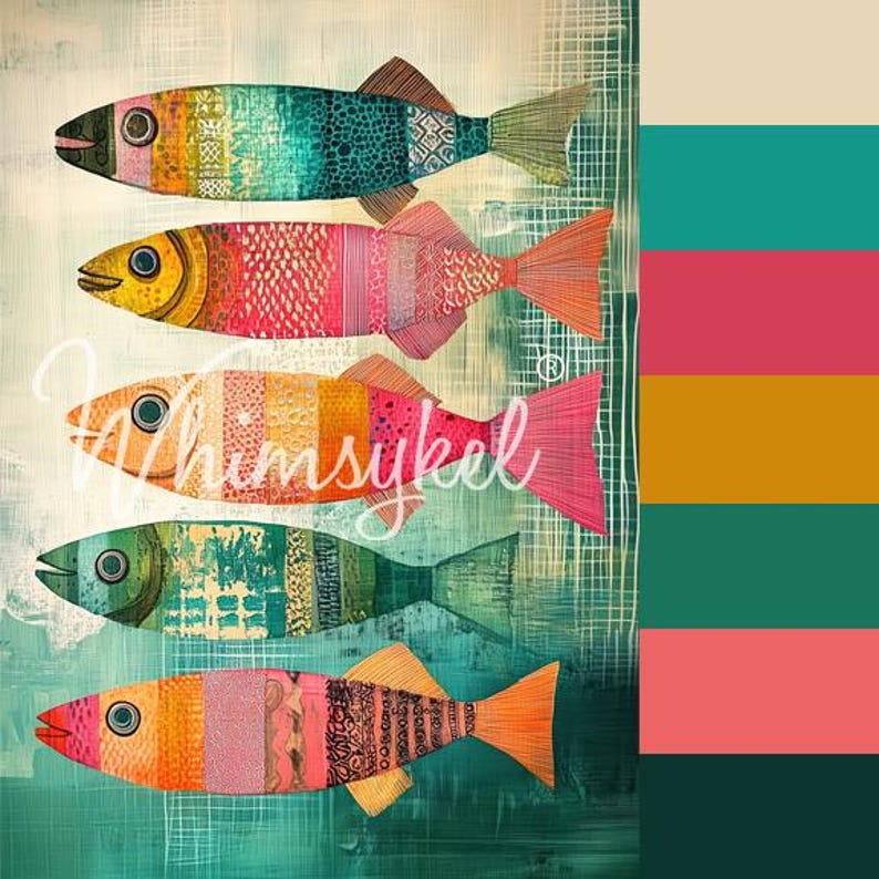 21x29" Large Decoupage Tissue Paper, Fish Fables Bright Decoupage ...