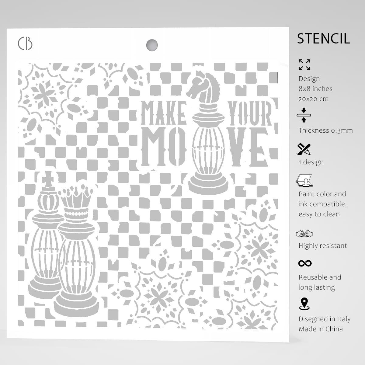 8x8 Chess Stencil Make Your Move Checkered Stencil Ciao Bella - Etsy
