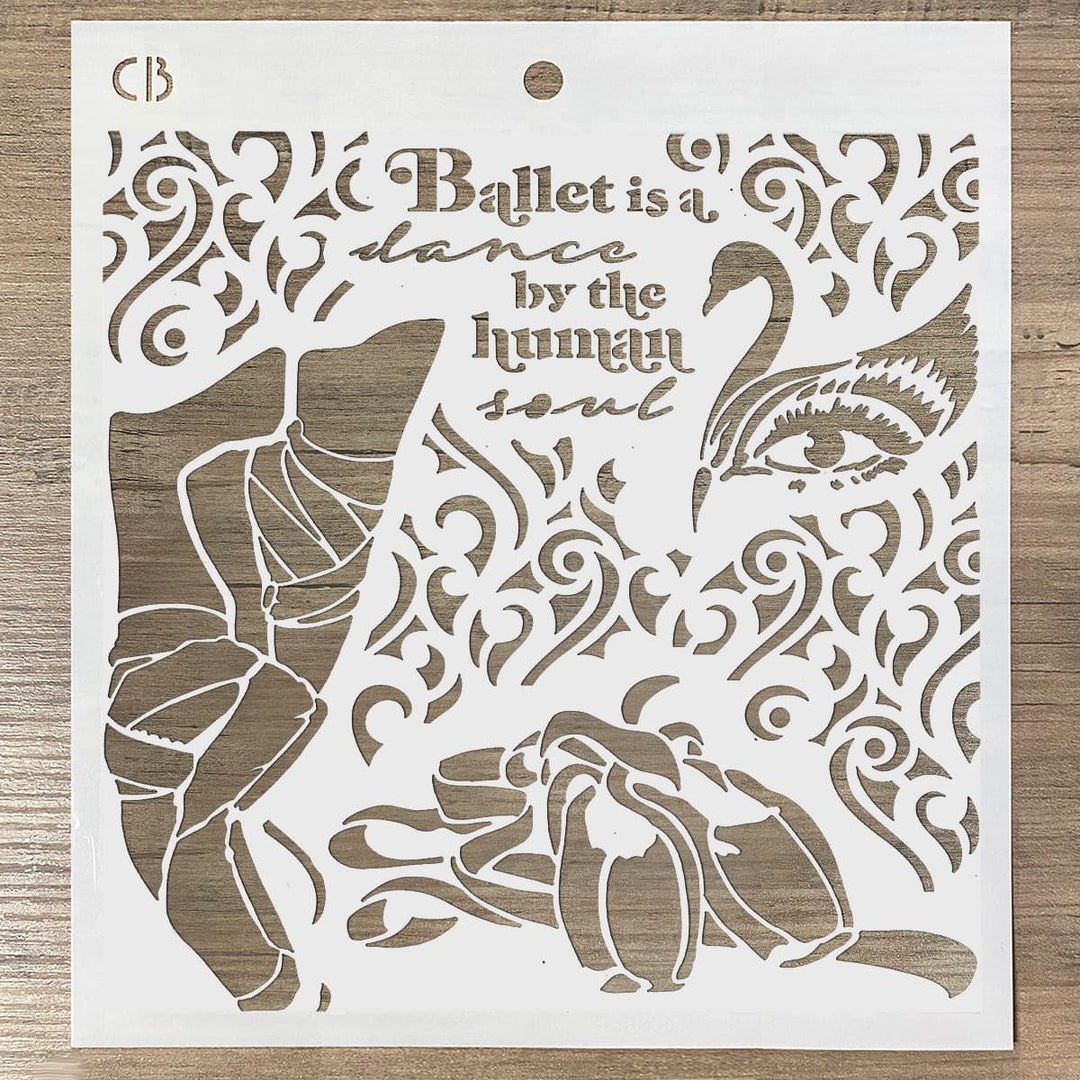 8x8 Ballet Stencil Swan Stencil Ciao Bella Dance Stencil for Crafts ...