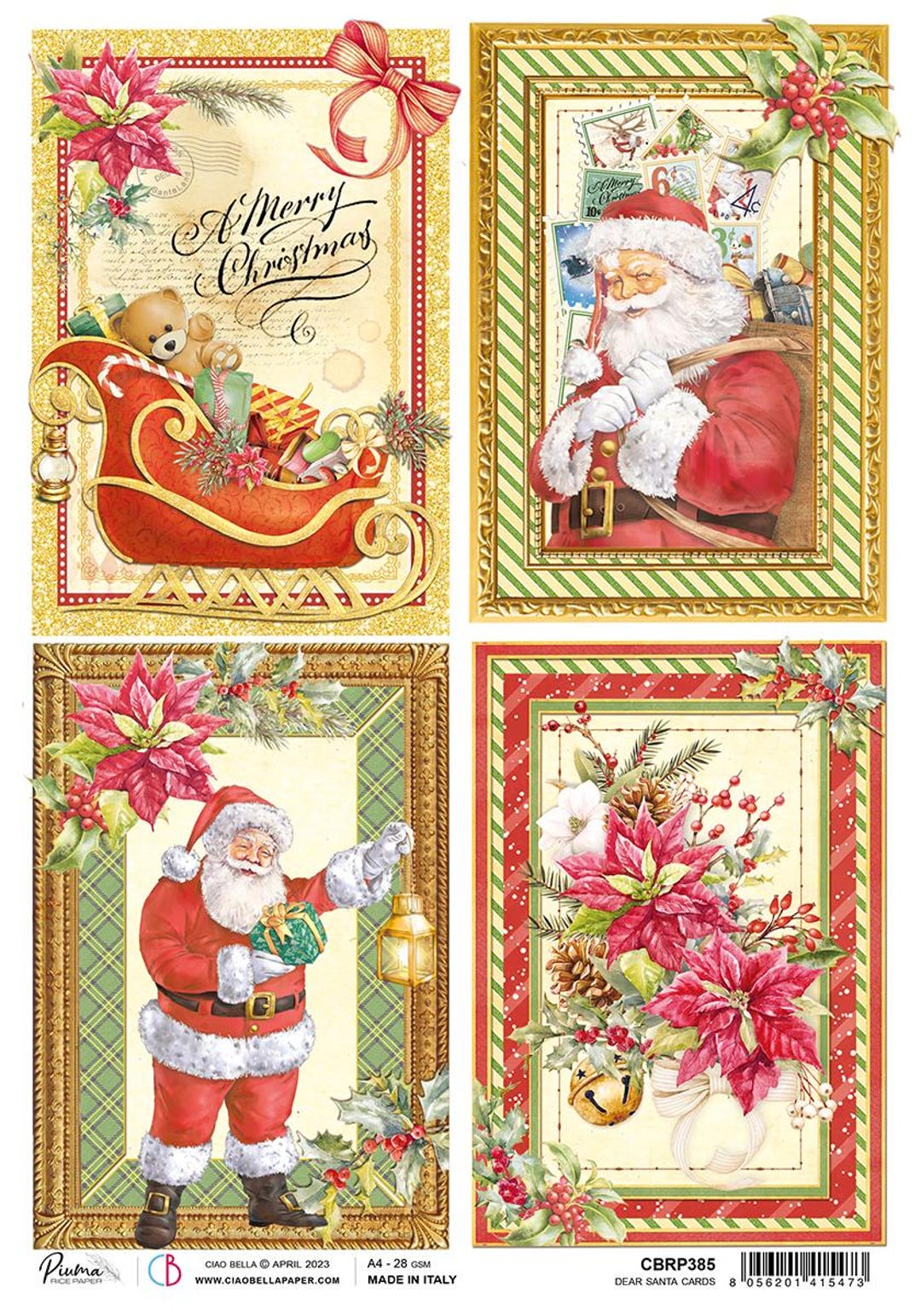 A4 Dear Santa Cards Decoupage Christmas Decoupage Ciao Bella A4 Piuma ...