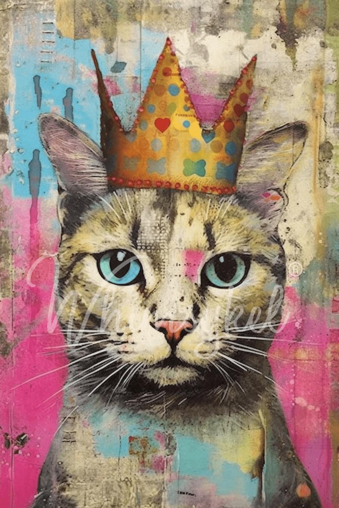 21x29" Large Decoupage Tissue Paper, Loyal Highness Cat Decoupage Paper ...