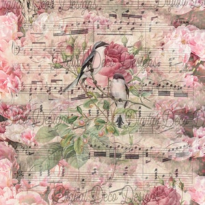 A4 Heart Song Music Decoupage Bird Decoupage Rice Paper for DIY Crafts ...