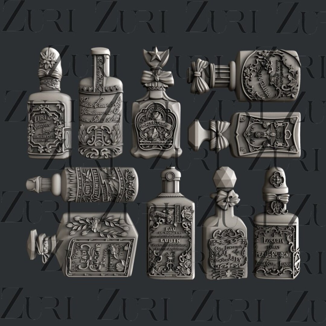 Vintage Perfume Bottles Silicone Mould Zuri Designs 3D Resin Mold ...