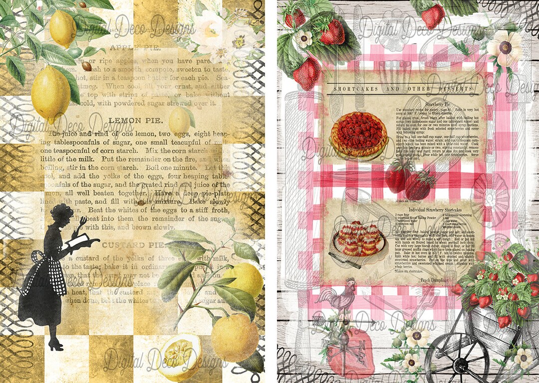 A3 Country Pie Decoupage Digital Deco Designs A3 Rice Paper for DIY ...