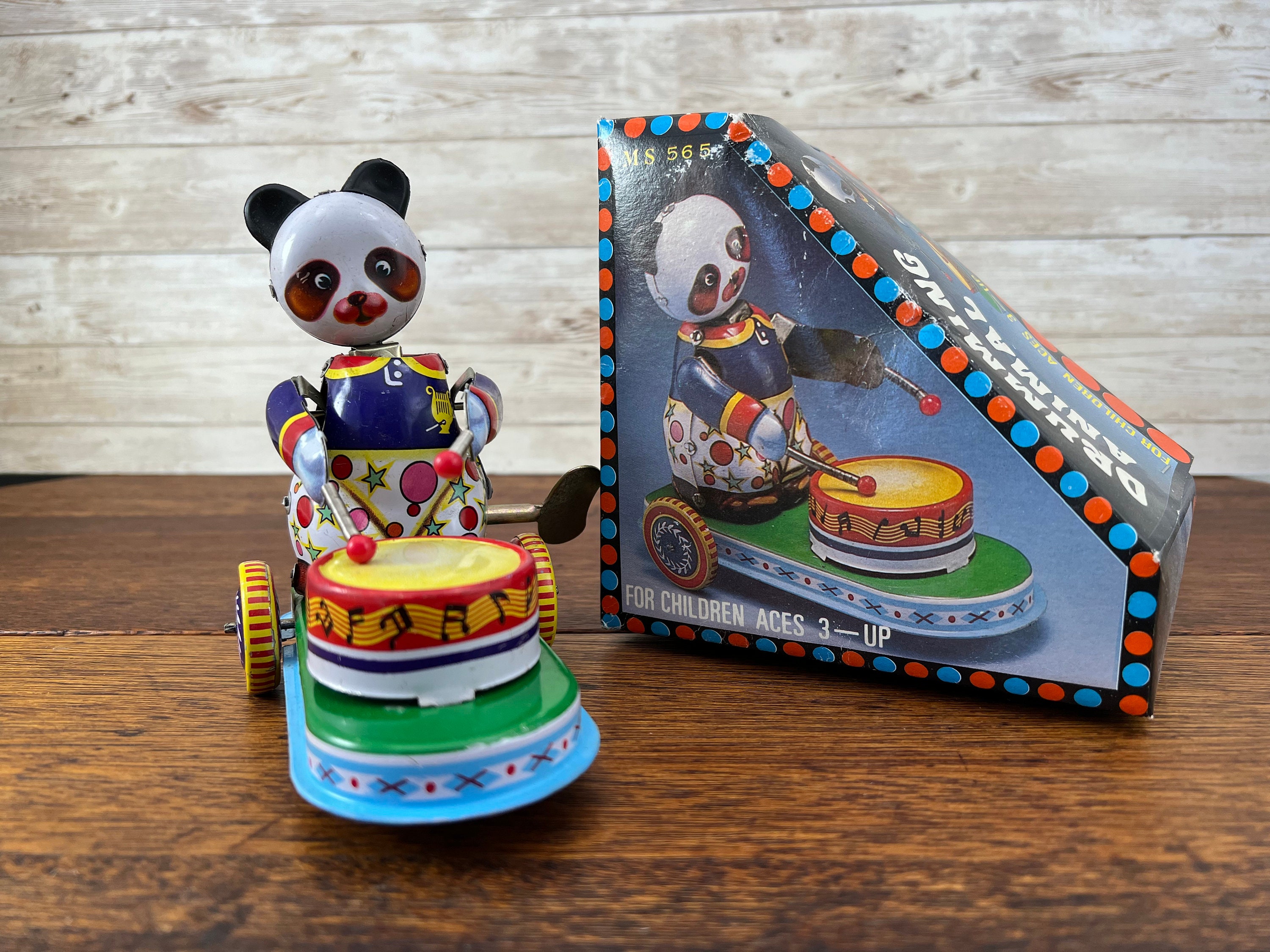 Vintage Wind up Tin Toy Drumming Animal (MS 565 Panda) - Etsy