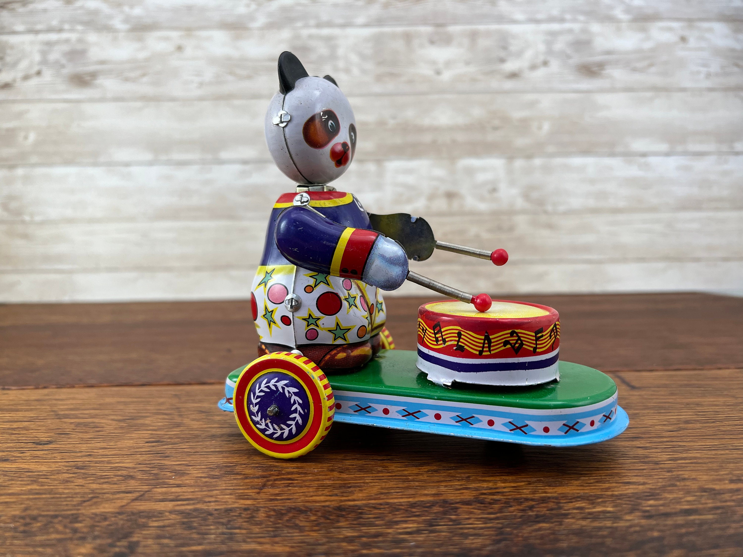 Vintage Wind up Tin Toy Drumming Animal MS 565 Panda - Etsy