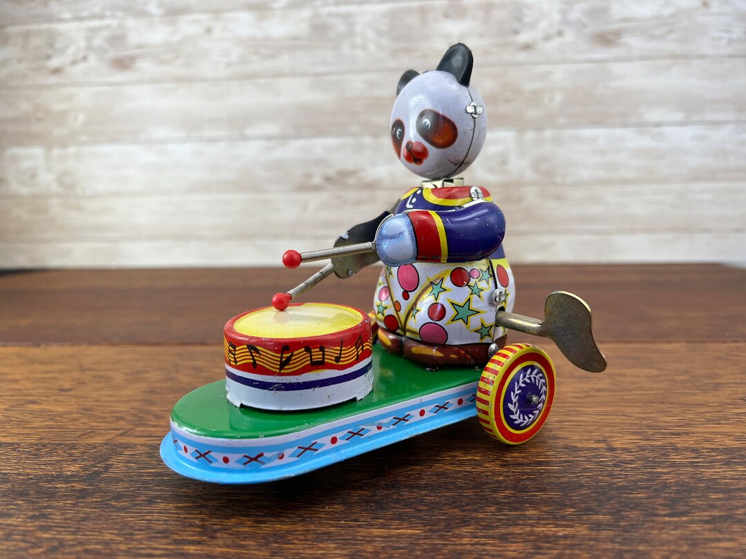 Vintage Wind up Tin Toy Drumming Animal (MS 565 Panda) - Etsy
