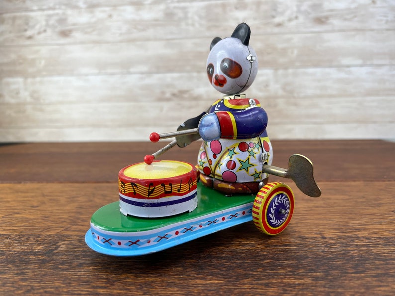 Vintage Wind up Tin Toy Drumming Animal (MS 565 Panda) - Etsy