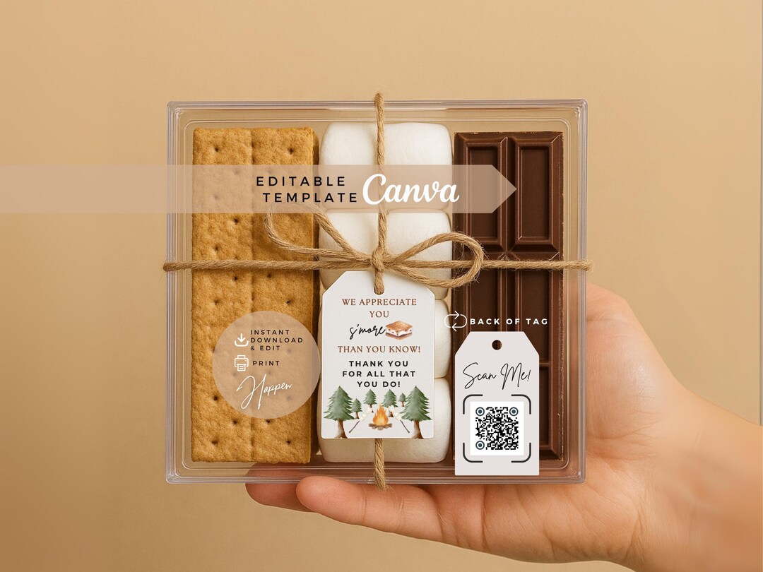 Editable S'mores Gift Tag Template: Holiday Client Thank You (canva ...