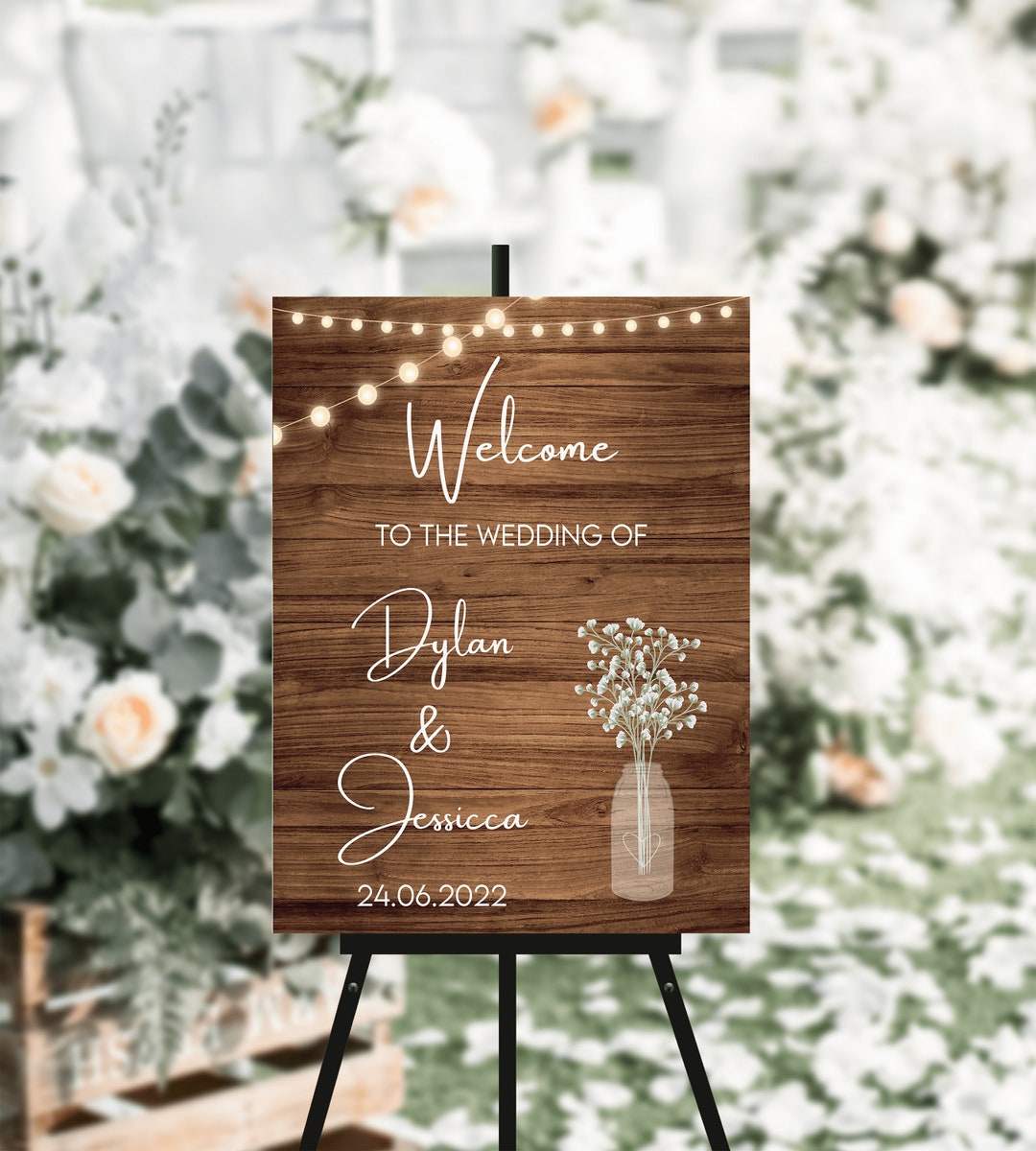 Rustic Wedding Sign | Printable Welcome Sign Wedding | Instant Download ...