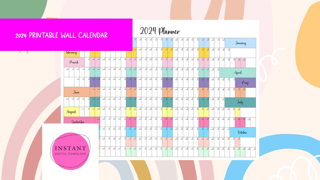 2024 School Wall Planner Printable Calendar | School Calendar | 2024 ...