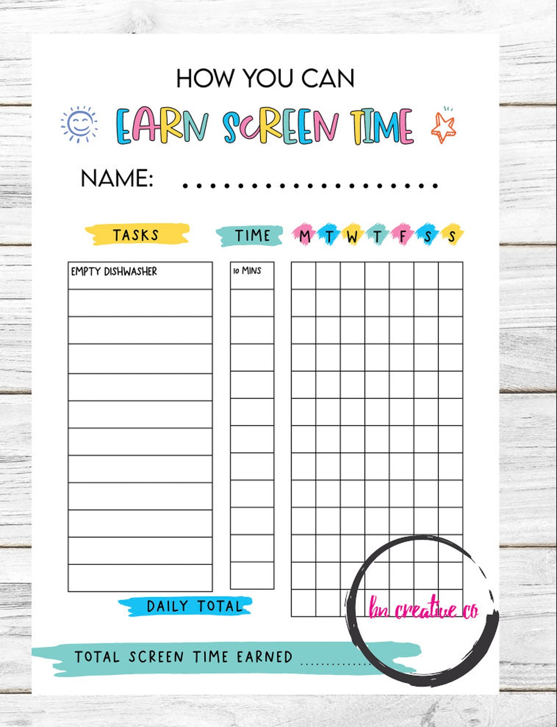 Kids Screen Time Checklist | Editable Chore Chart for Kids | Screen ...