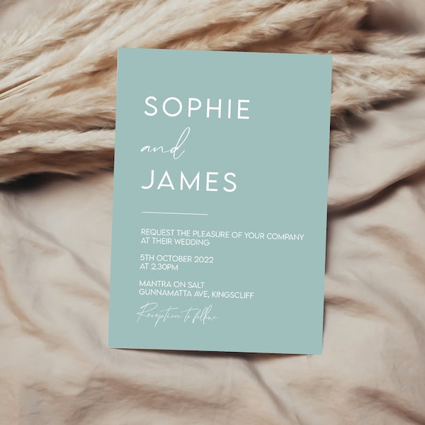 Mint Wedding Invite - Etsy