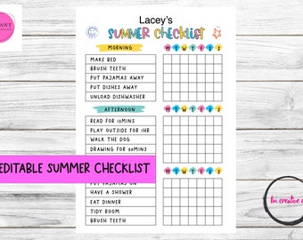 Summer Daily Checklist Printable - Etsy