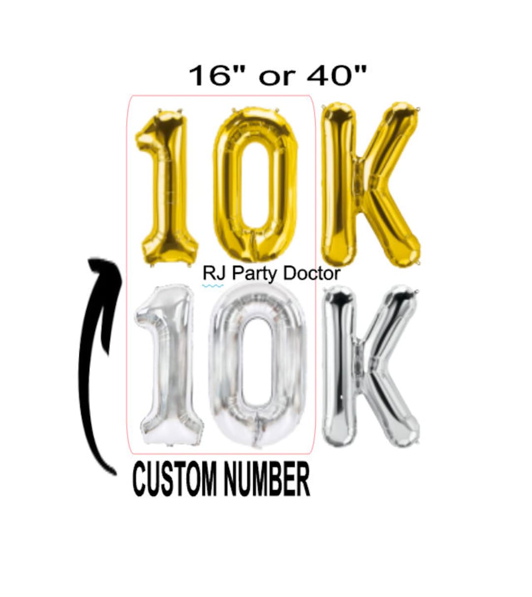 Social Media 1k,10k 100k Balloon Set -16" and 40"-in Gold Silver and ...
