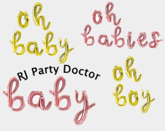 Oh Baby Script Silver Letter Balloonsbaby Shower Balloonoh - Etsy