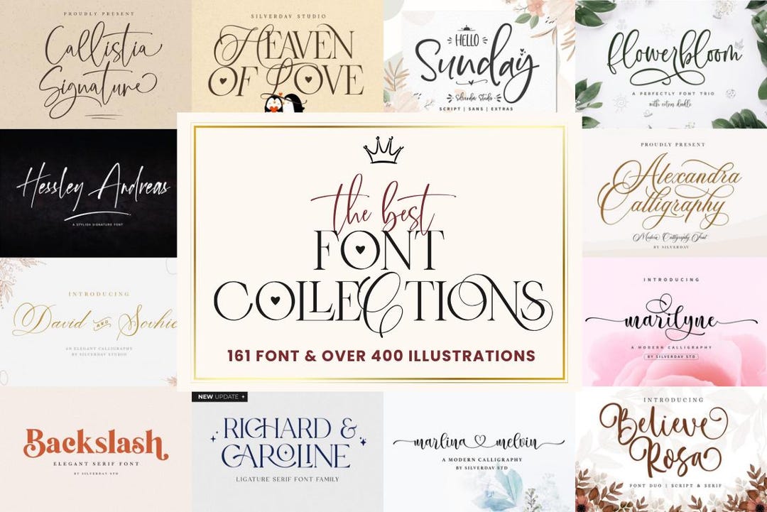 The Best Font Collections Bundle Cute Fonts, Cricut Font, Script Fonts ...