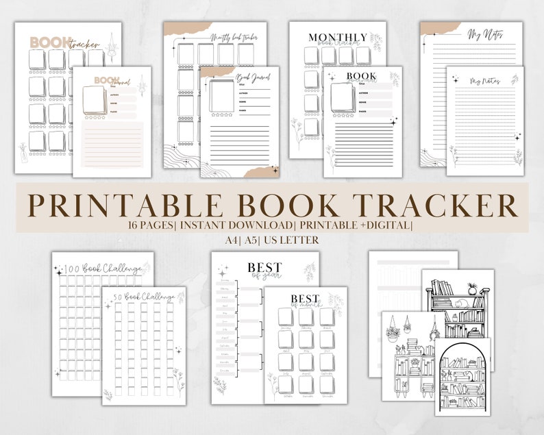 Printable Book Tracker: Reading Log, Book Review (digital Download) - Etsy