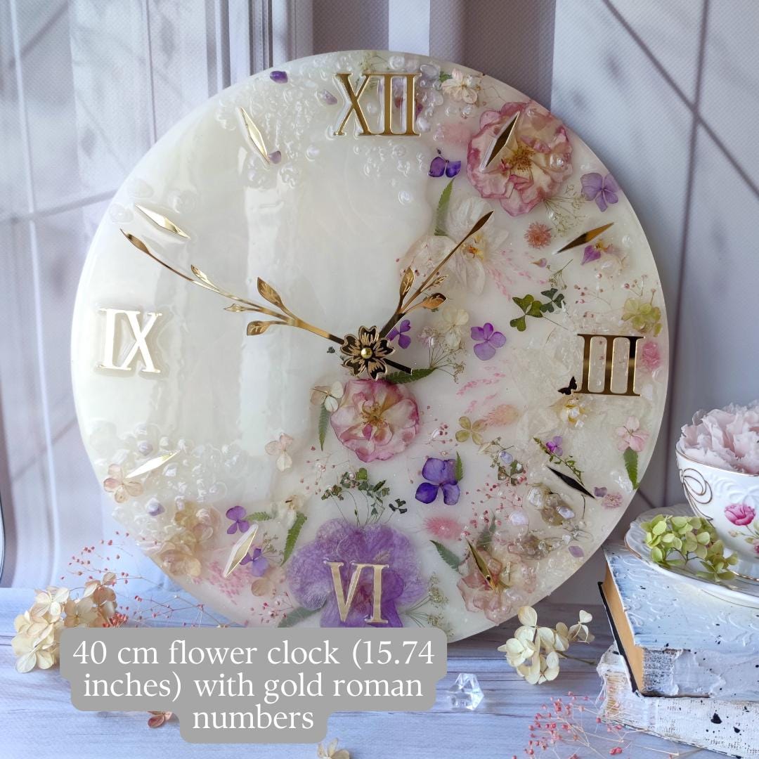 Resin Flower Wall Clock Anniversary Gifts Unique Home Decor Wall Art ...