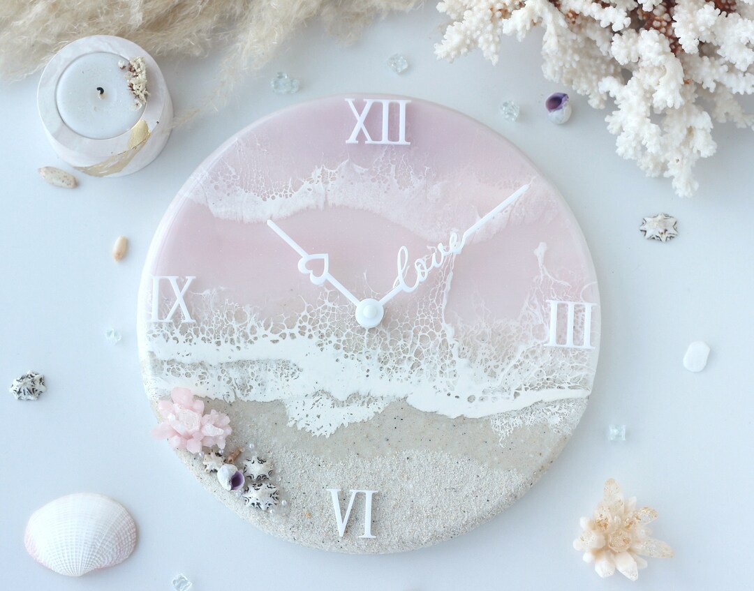 Pink Wall Clock Unique Nursery Beach Clock Ocean Theme Wall - Etsy Canada