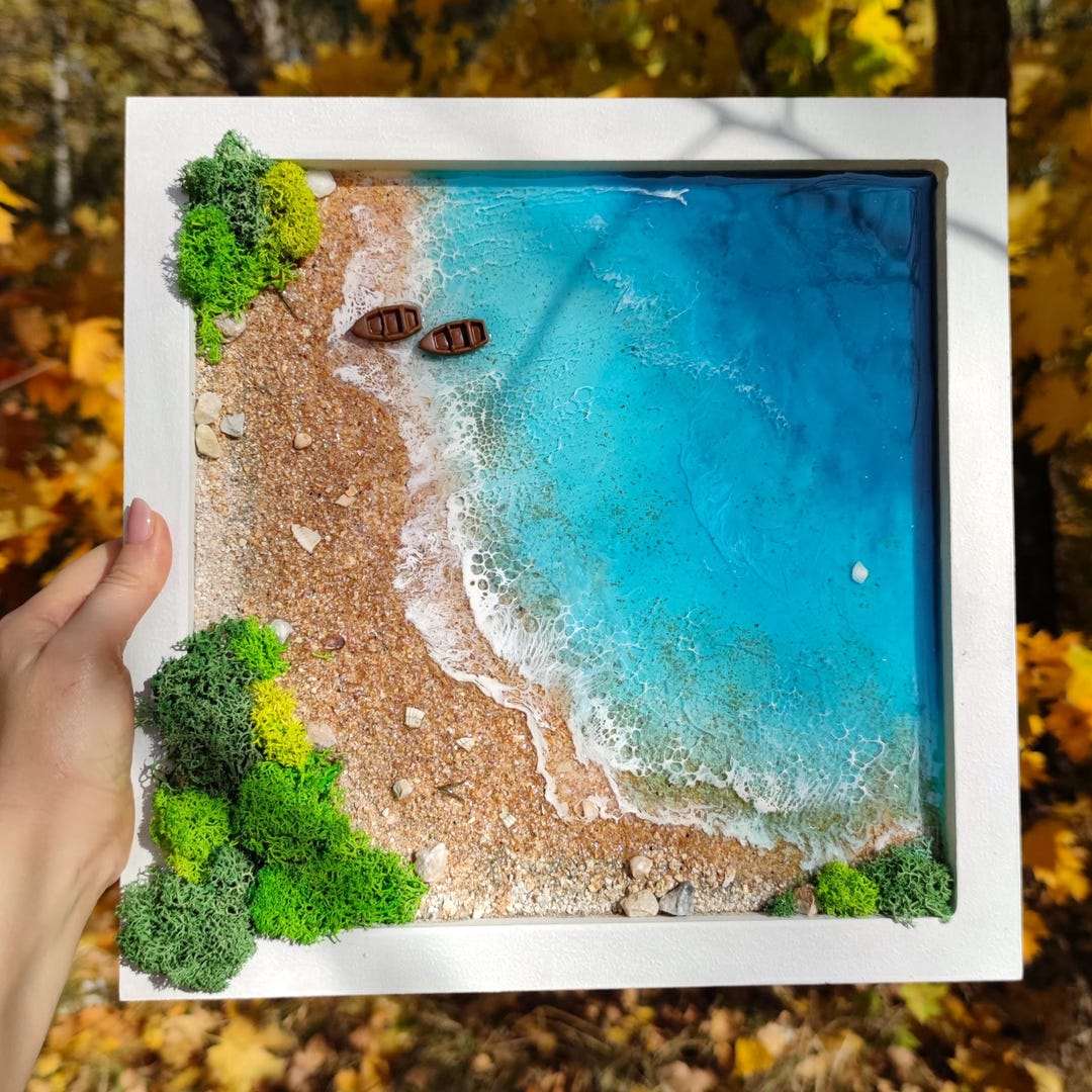 Resin Ocean Wall Art Custom Beach Wedding Gifts Nautical Decor Ocean ...