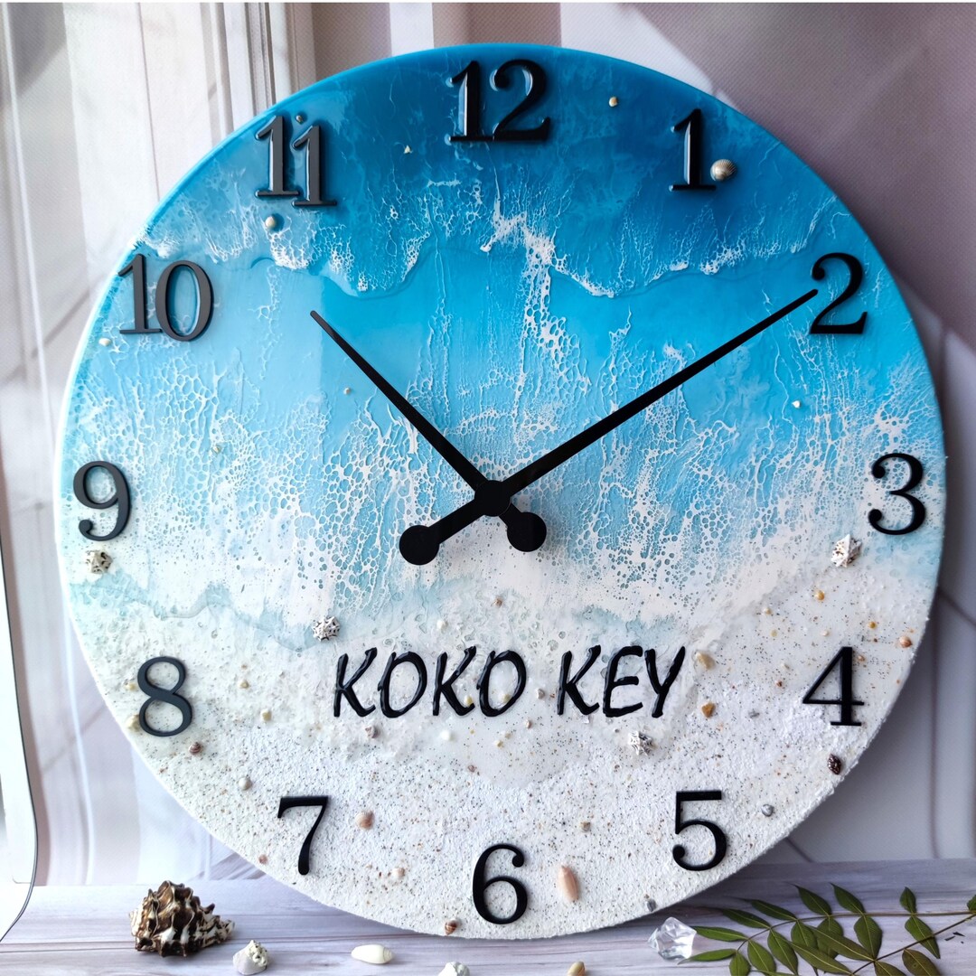 Personalized Beach Clock Coastal Anniversary Gift Custom Resin Ocean ...