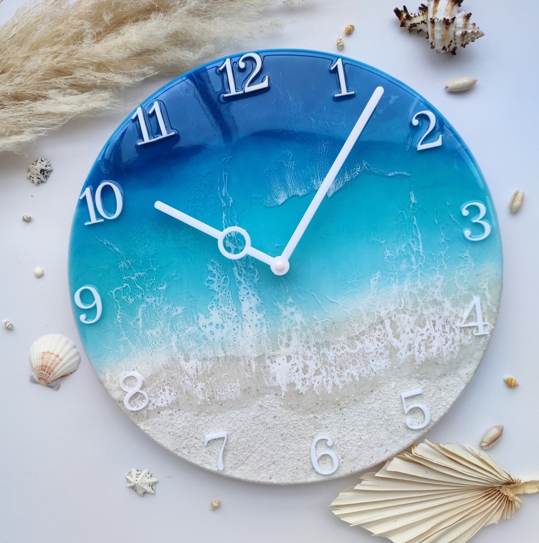 Resin Ocean Clock, Coastal Clock, Ocean Inspired Style, Beach Clocks ...