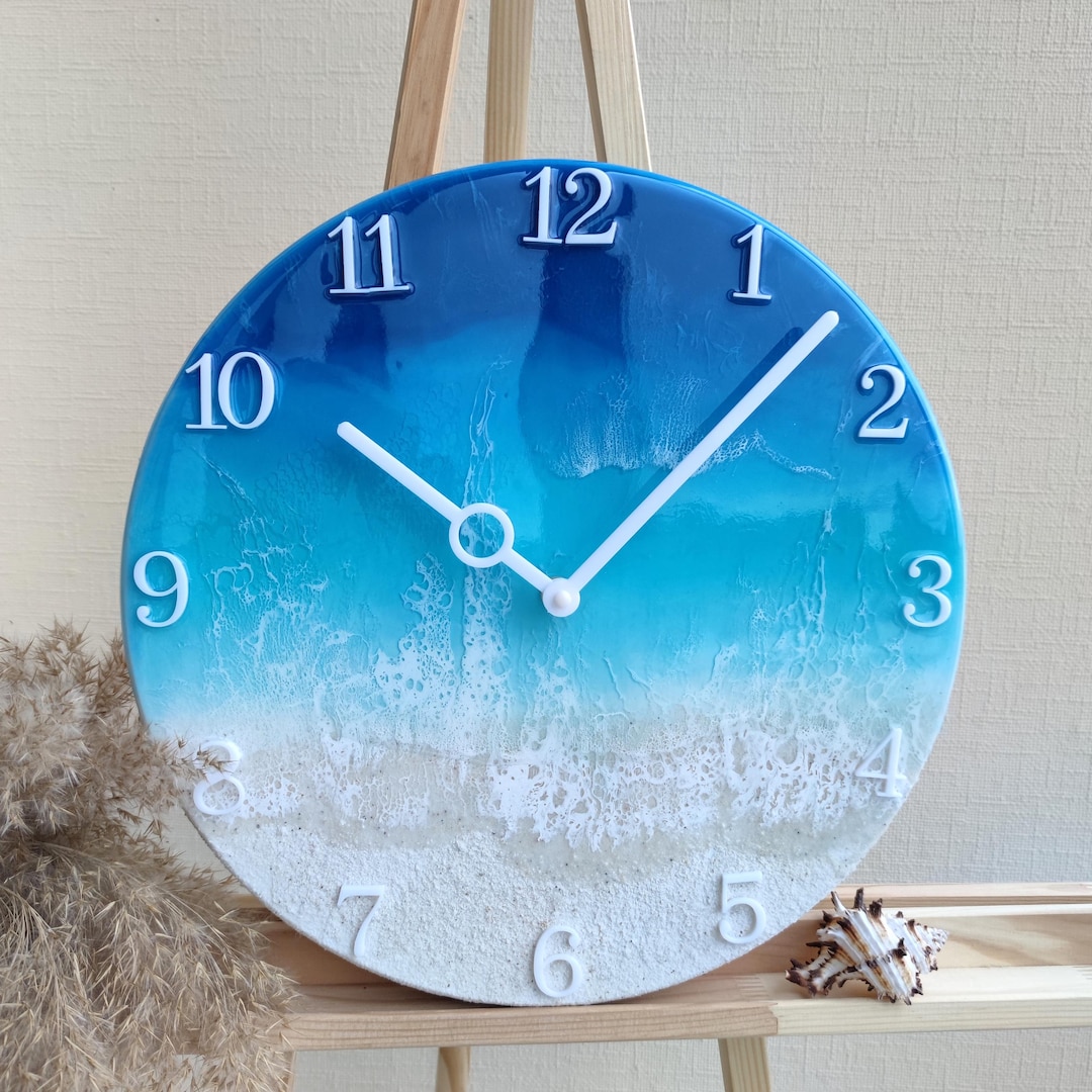 Resin Ocean Clock Bathroom Decor Housewarming Gift First Home Coastal ...