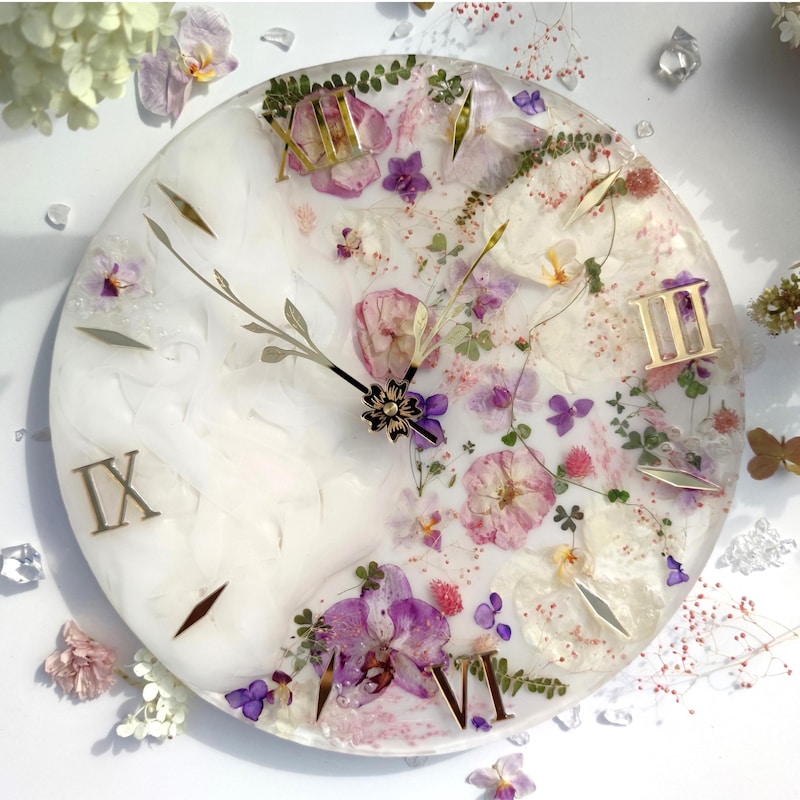 Epoxy and Flower Clocks - Etsy