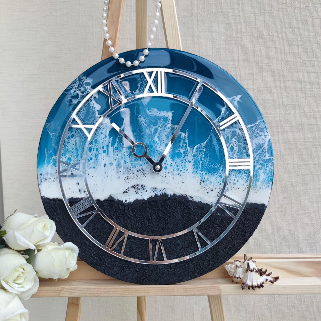 Resin Ocean Wave Wall Clock: Coastal Beach Epoxy Art Statement Decor - Etsy