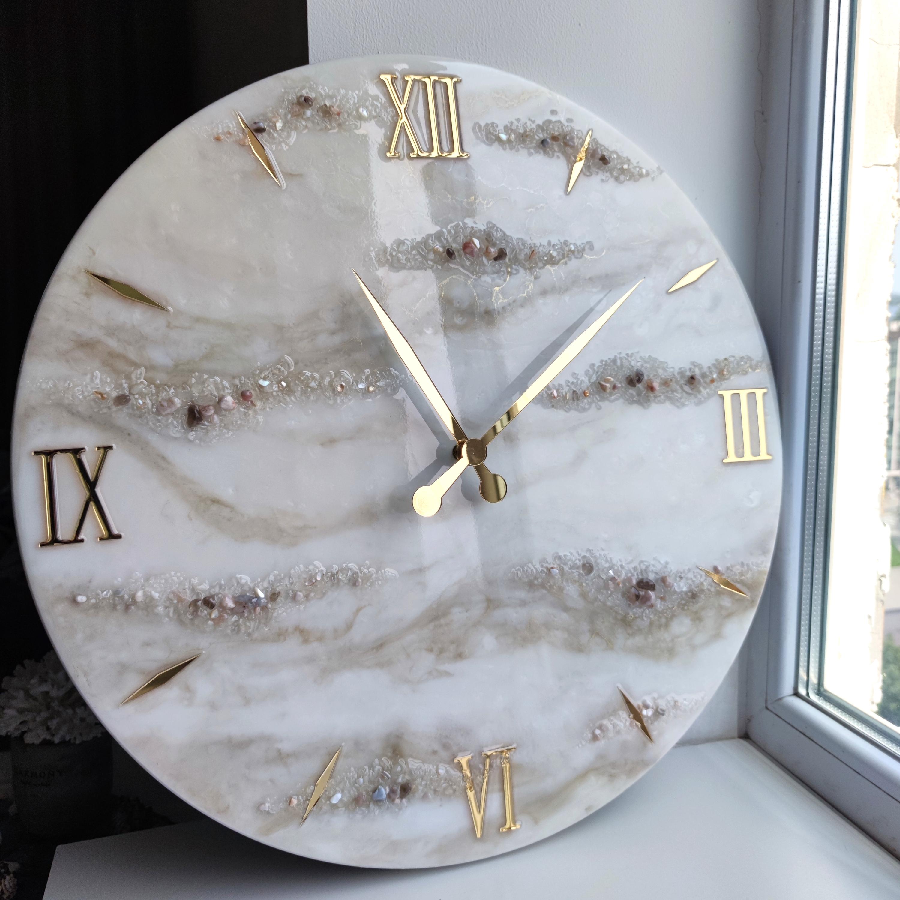 Gold 4psc Acrylic Roman Numbers and 8 Psc Mirror Clock Face Markers Set, Hour Parts DIY Clock ...