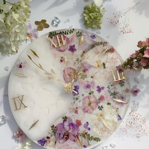 Resin Flower Wall Clock Anniversary Gifts Unique Home Decor Wall Art ...