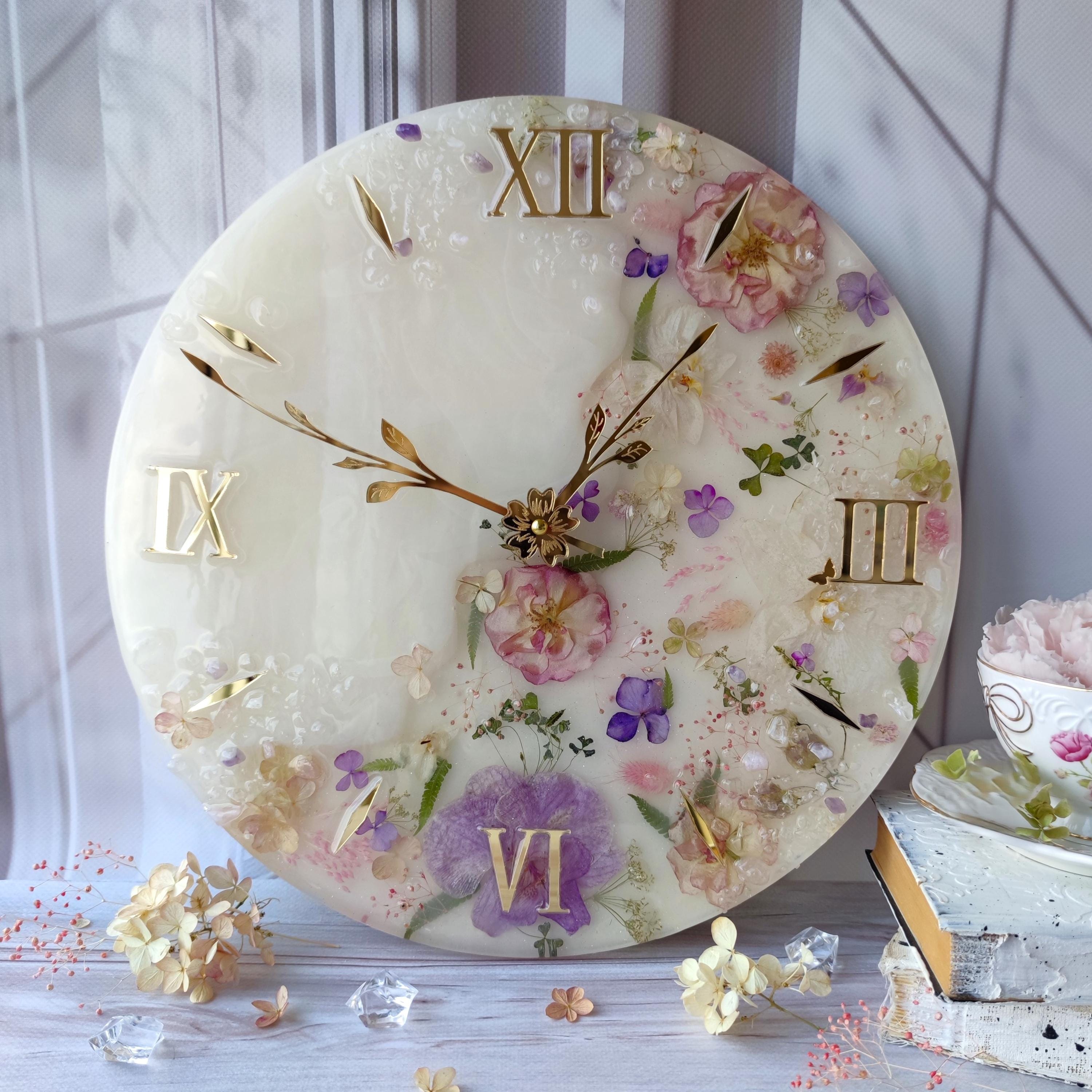 Resin Flower Wall Clock Anniversary Gifts Unique Home Decor Wall Art ...