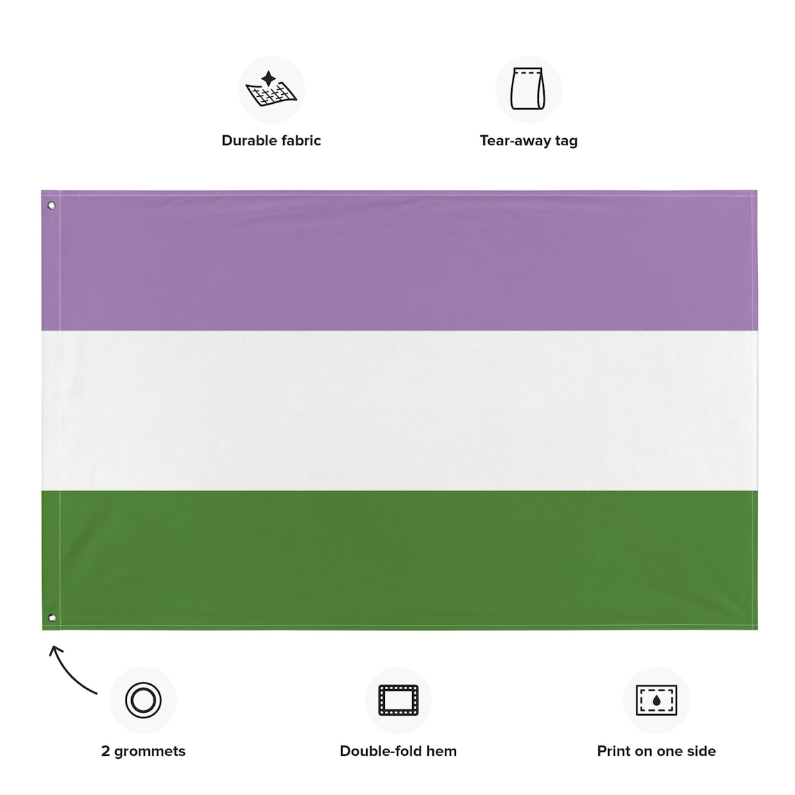 Genderqueer Flag LGBTQ Queer CSD Pride - Printed on One Side ...