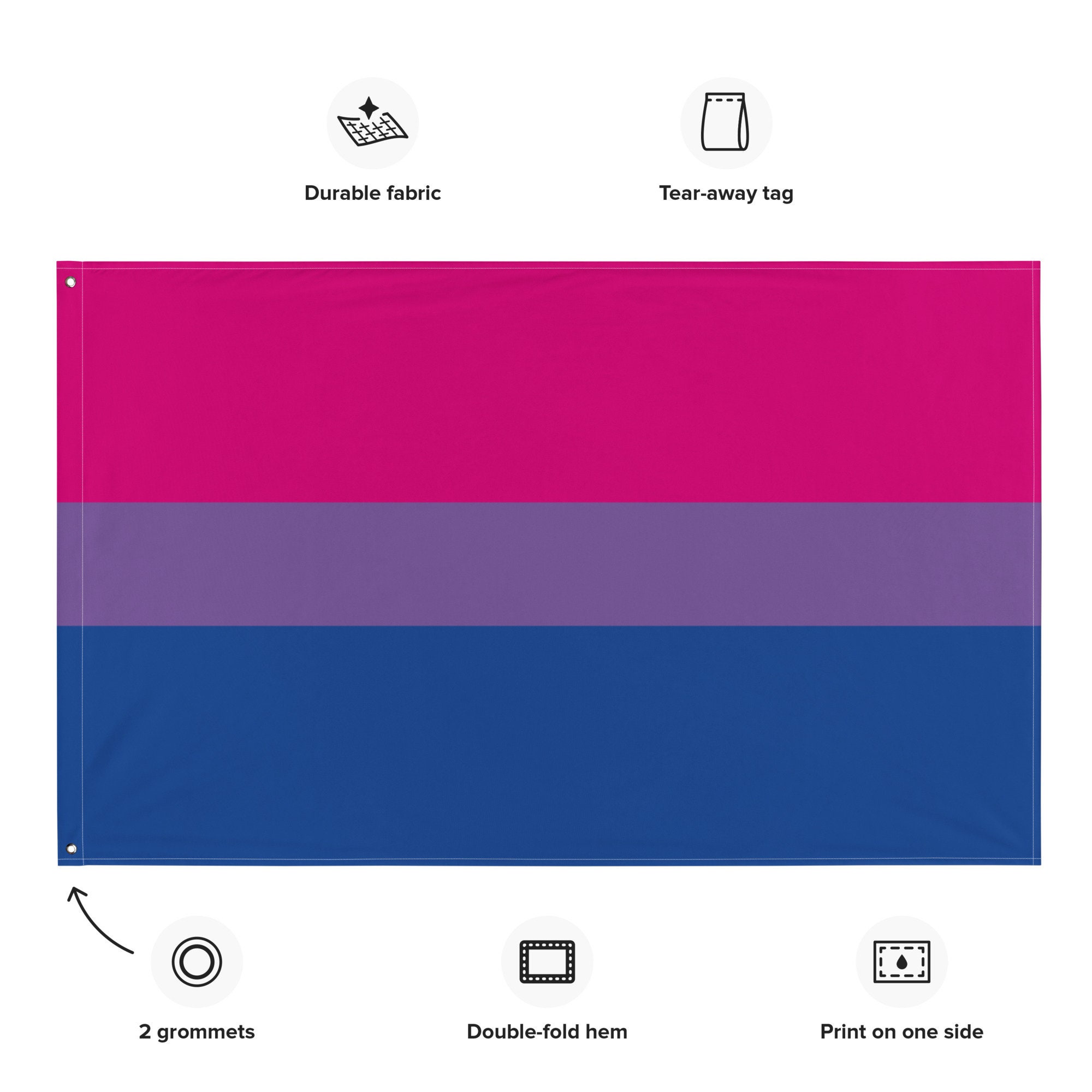 Bisexual Flag LGBTQ Queer CSD Pride - Printed on One Side - Dimensions ...