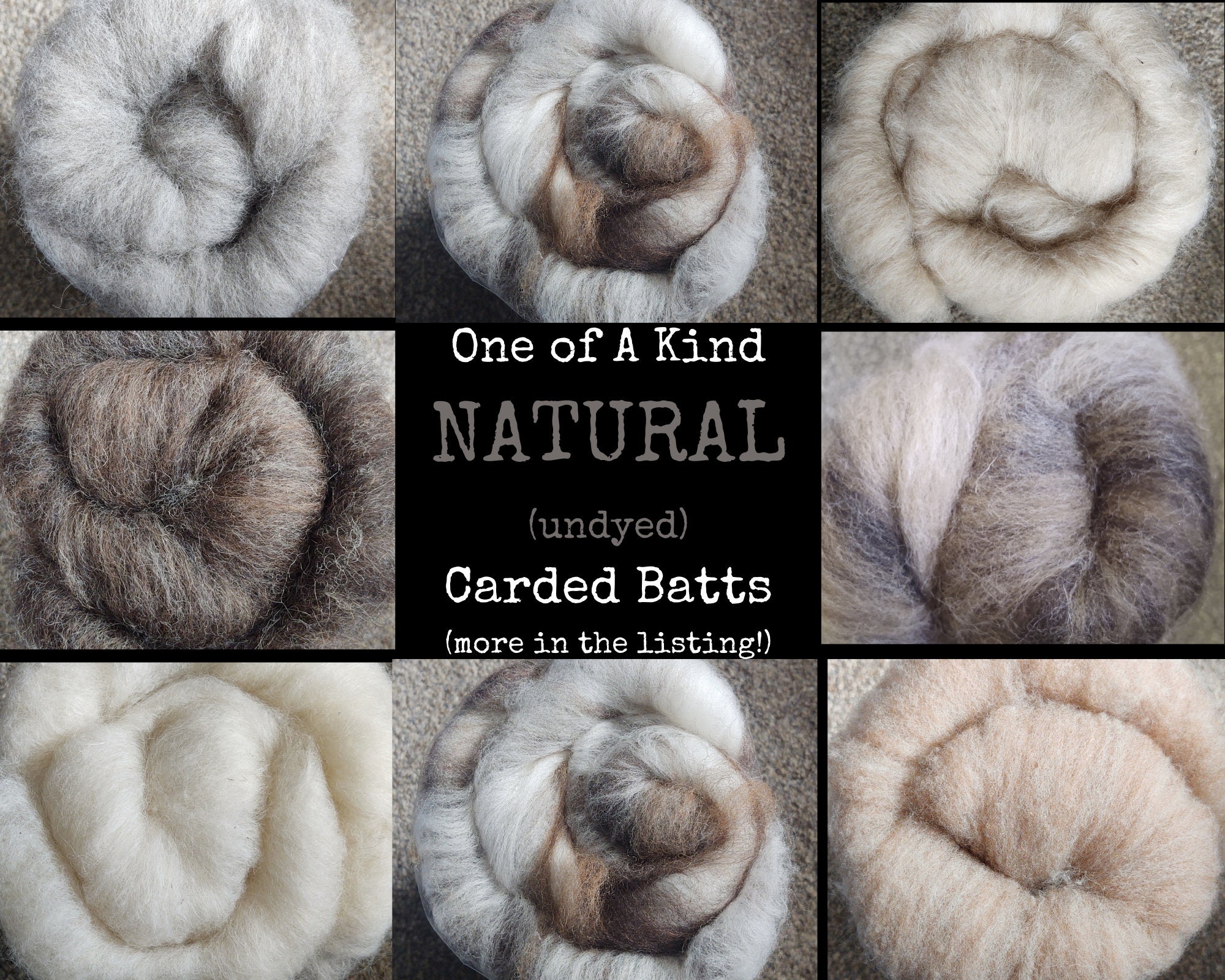 Naturals Carded Batts Assorted Options. Blends of Browns | Etsy