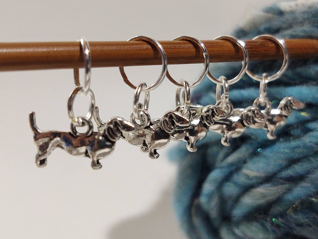 5 Dachshund Charms for Stitch Markers, Zipper Pulls, Crazy Quilts ...