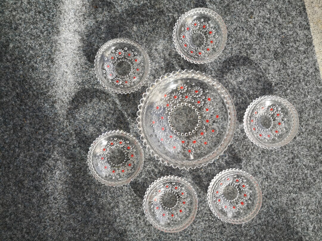 Dessert Set 7 Pieces Walther Glas Fabiola Series Bowl With 6 Bowls - Etsy